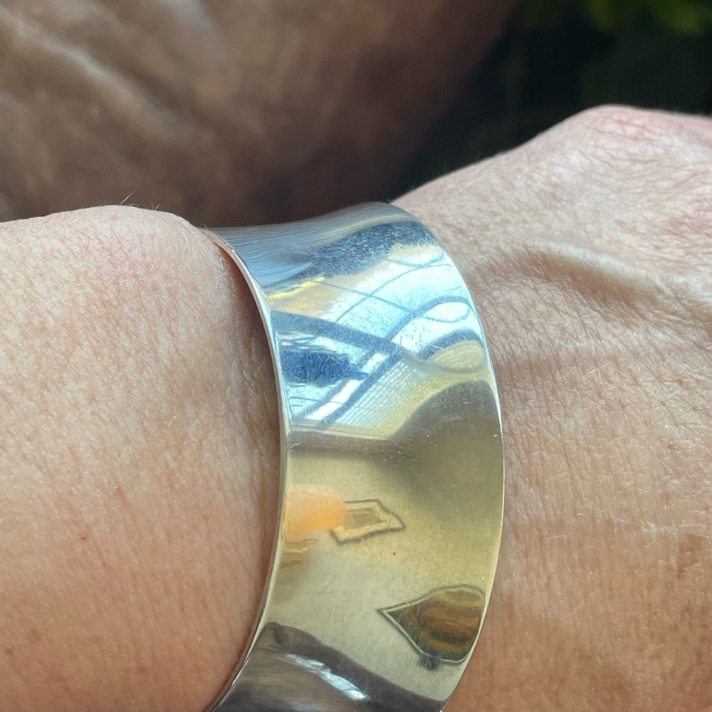 Vintage Ej Sterling Silver Denmark Cuff - Gem